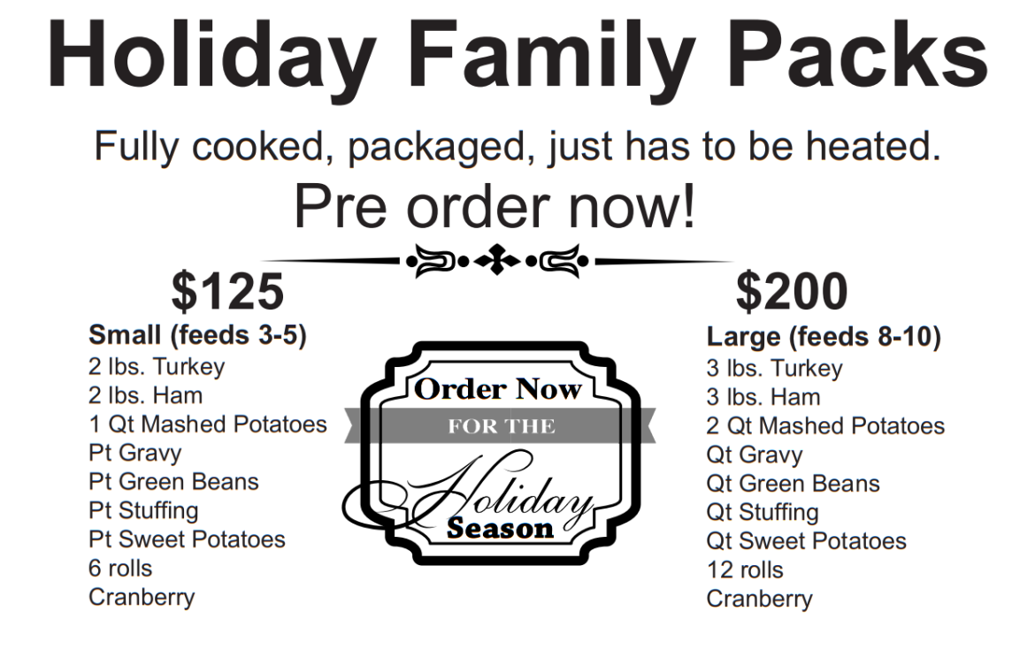 Holiday Menus – The Spare Rib BBQ