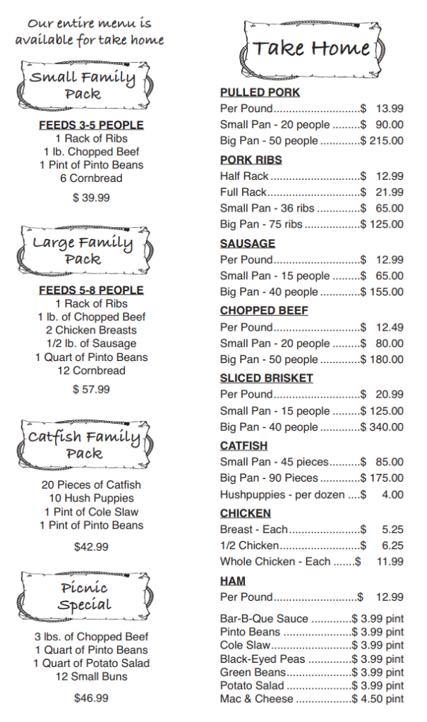 Menu – The Spare Rib BBQ